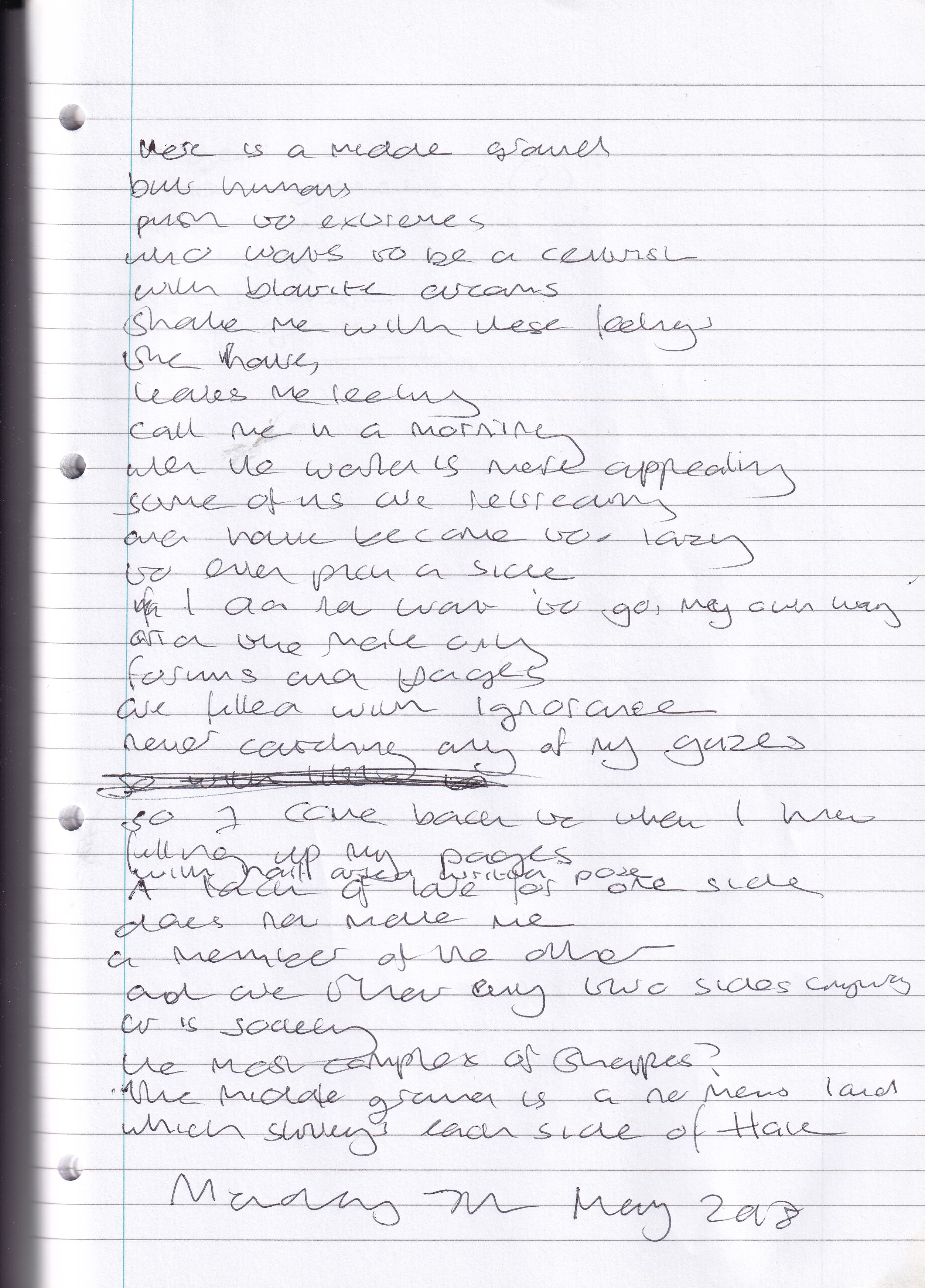 The Middle Ground – The Boy Behind The Glasses. Poetry and Writing