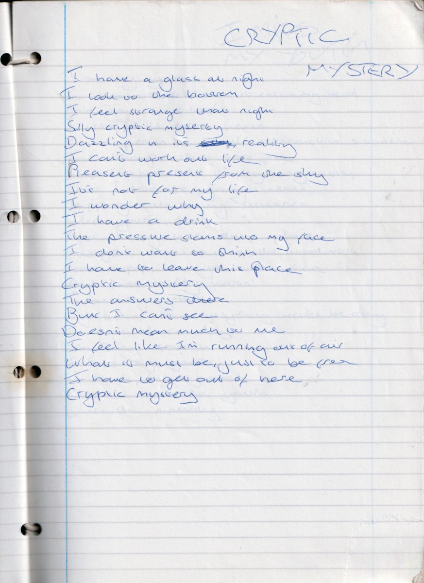 Cryptic Mystery – October 1995 – The Boy Behind The Glasses. Poetry and ...