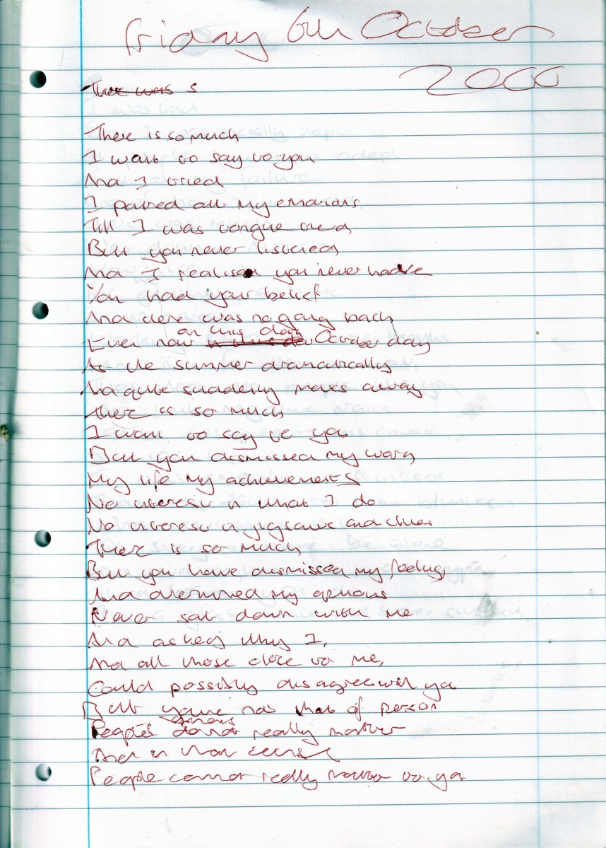So Much I Want To Say To You – Written Friday 6th October 2006 (Aged 31 ...