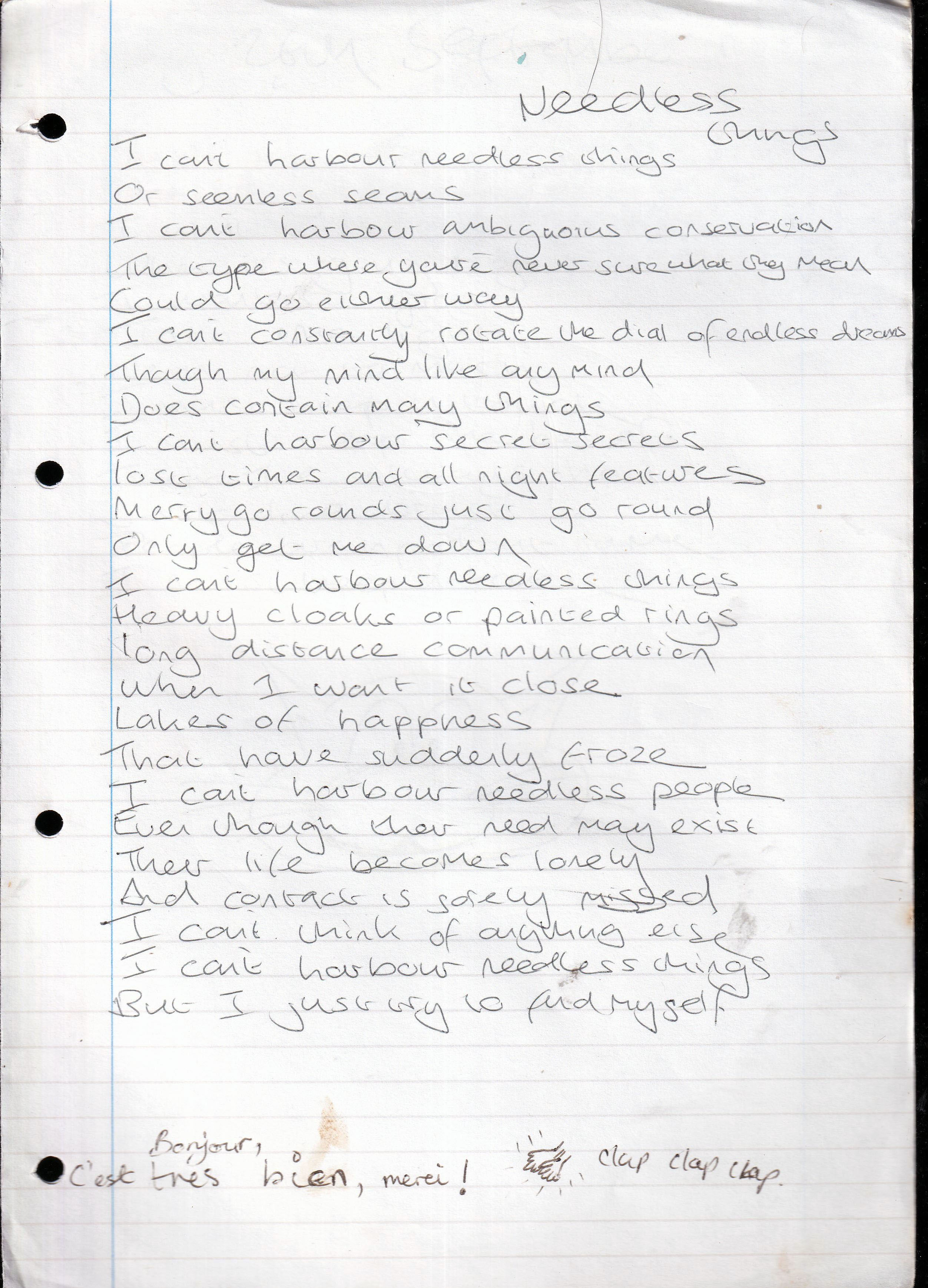 Needless Things – Written September 1997 (Aged 22) – The Boy Behind The ...