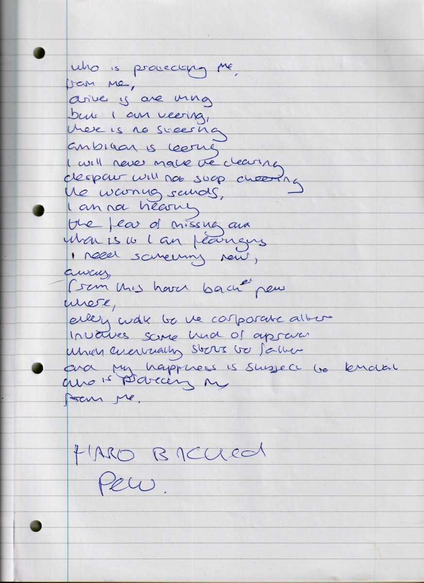 Hard Backed Pew – Written October 2024 (Aged 49) – The Boy Behind The ...