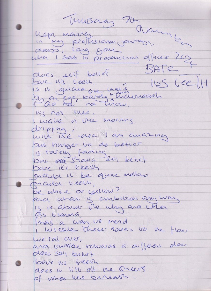 Does Self Belief Bare Its Teeth? – Written Thursday 7th November 2024 ...